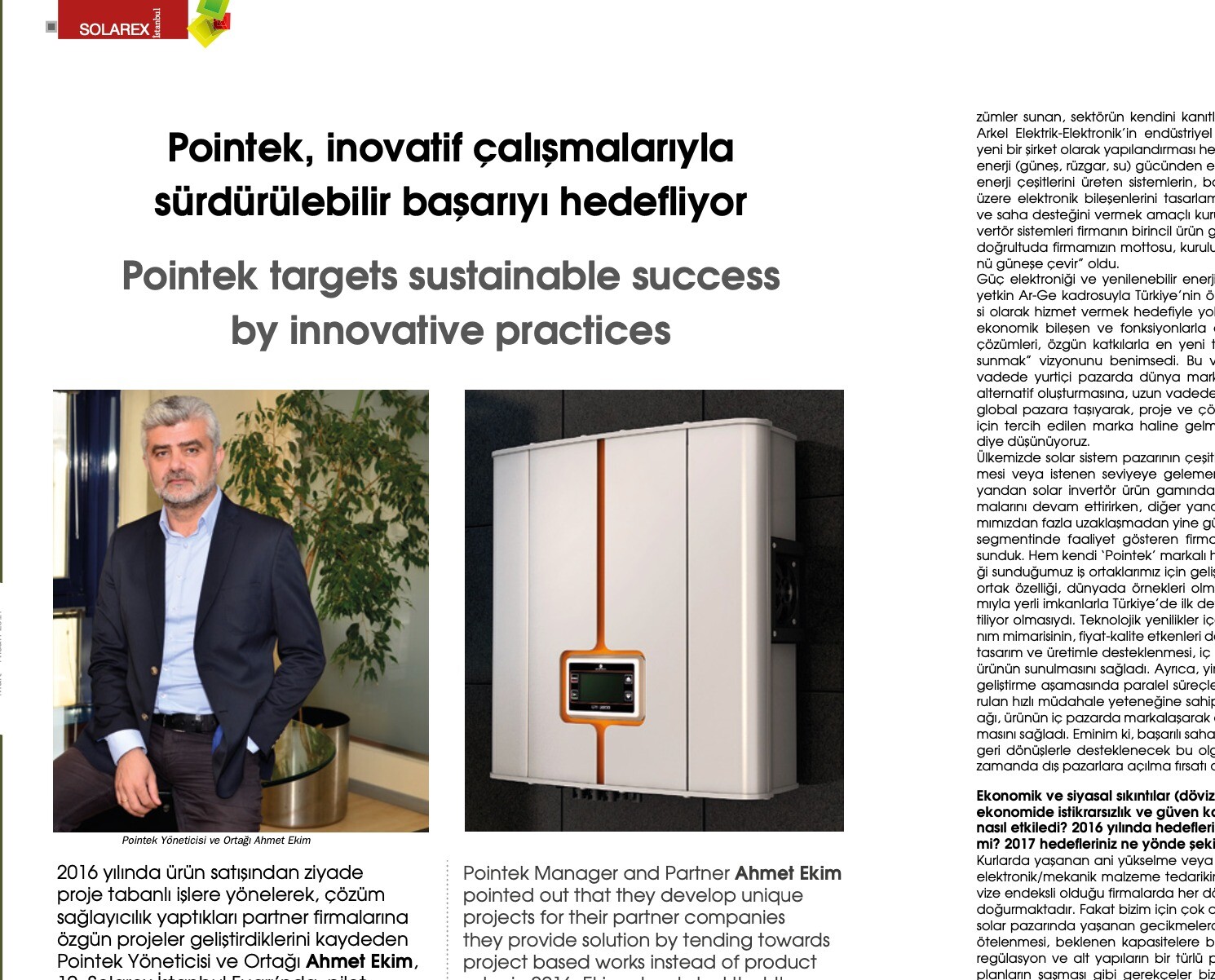 Solarex 2017 - Pointek aims at sustainable success with its innovative ...